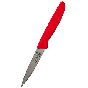 The Kosher Cook Meat Red Kitchen Knife - 4” Steak and Vegetable Knife - Razor Sharp Pointed Tip, Straight Edge - Color Coded Kitchen Tools
