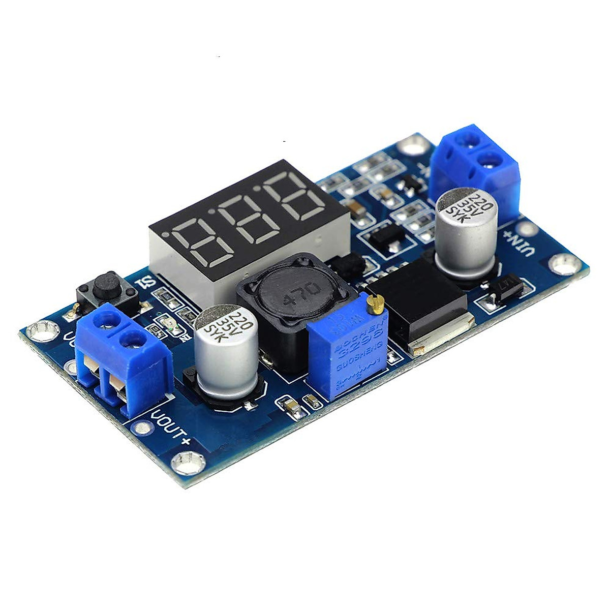 QEBIDUM 2 Pack LM2596 Buck Converter, Switching Regulator Module DC to DC Voltage Step Down Synchronous Adjustable 36V 24V to 12V 5V DIY LM2596S Power Supply Stabilizer Circuit with LED Display