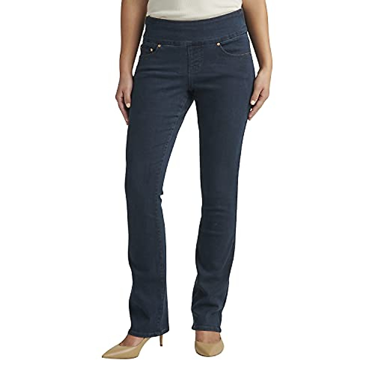 JAG Jeans Women's Petite Paley Mid Rise Bootcut Pull-on Jeans, After Midnight EDB422, 12 Petite