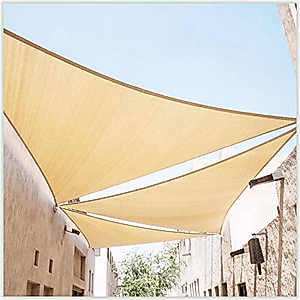 ColourTree 20' x 20' x 20' Beige Sun Shade Sail Triangle Canopy – UV Resistant Heavy Duty Commercial Grade Outdoor Patio Carport (Custom Size Available)