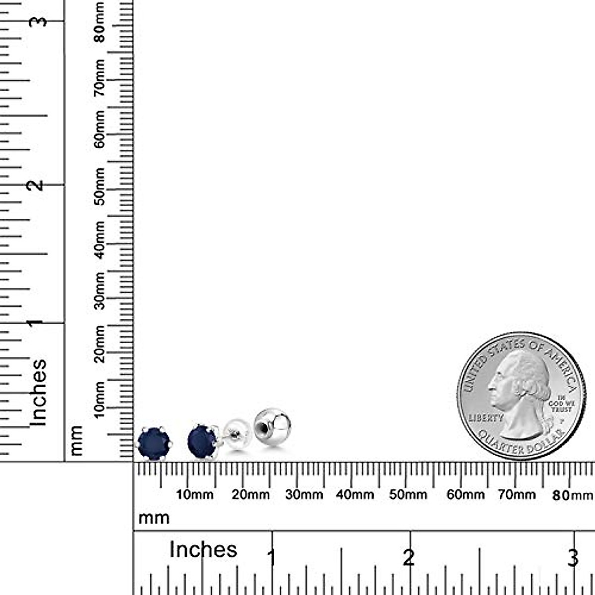 Gem Stone King Pure PT950 Platinum 950 Six Prong 6MM Round Gemstone Birthstone Stud Earrings For Women