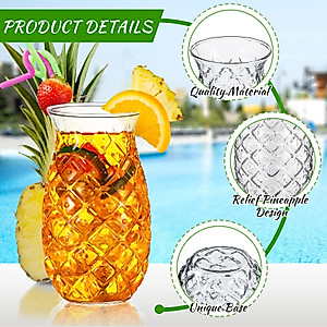 Zubebe Set of 8 Tiki Pineapple Glasses 17 oz Retro Relief Pineapple Cups Clear Pineapple Drinking Cup for Wine Cocktail Drink Martini Whiskey Juice Outdoor Pool Party Picnics