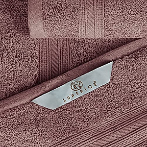 SUPERIOR Long Staple Combed Cotton 2-Piece Solid Bath Sheet Set, Bath Sheets 34” x 68”, Grape Shake