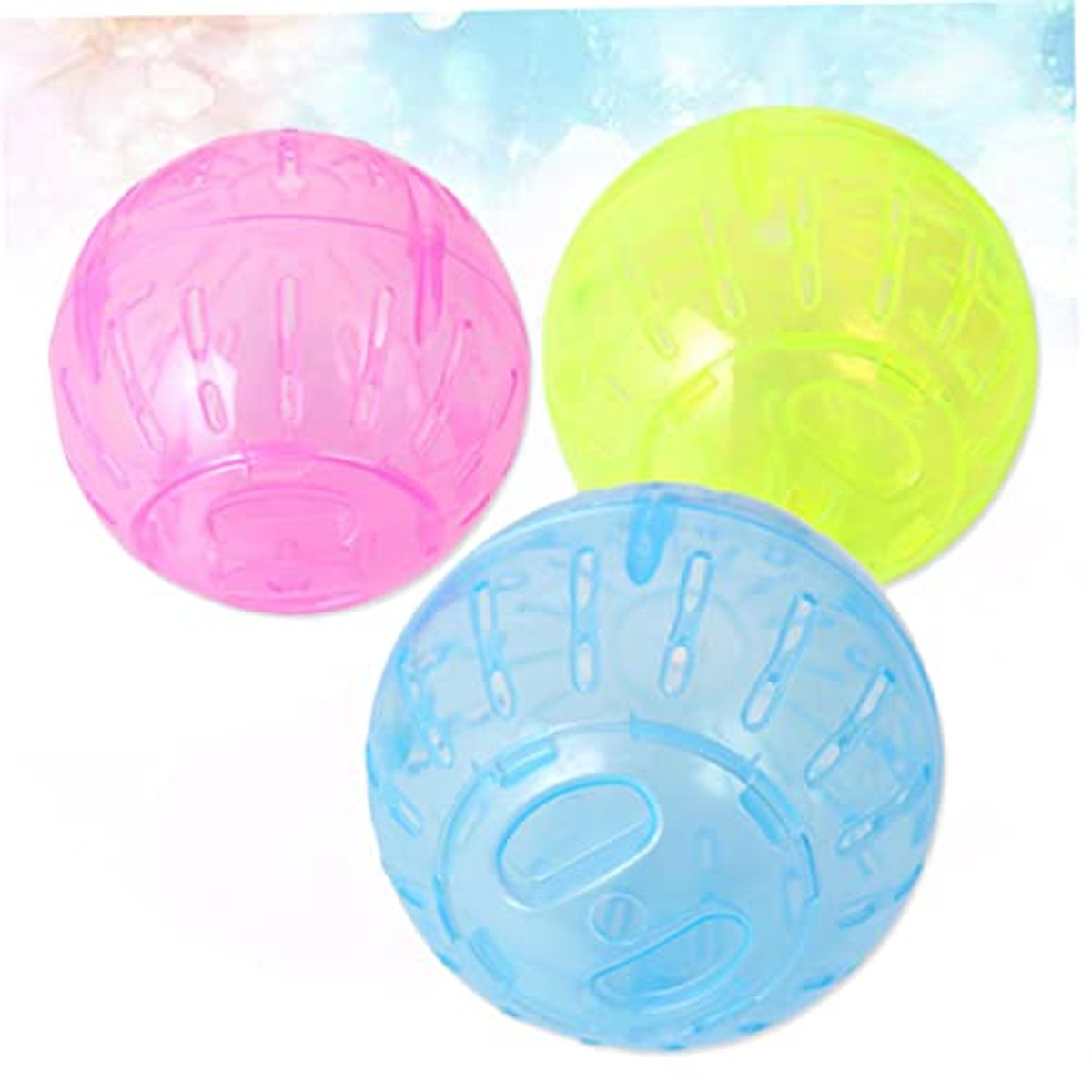 Hohopeti 3pcs Cm Transparent Gerbil for Animal Pets Plastic Wheel Run-About Mini Cage Chinchilla Ball- Ball Color Cute Pig Running Toy Runner Hedgehog Exercise Portable Accessories