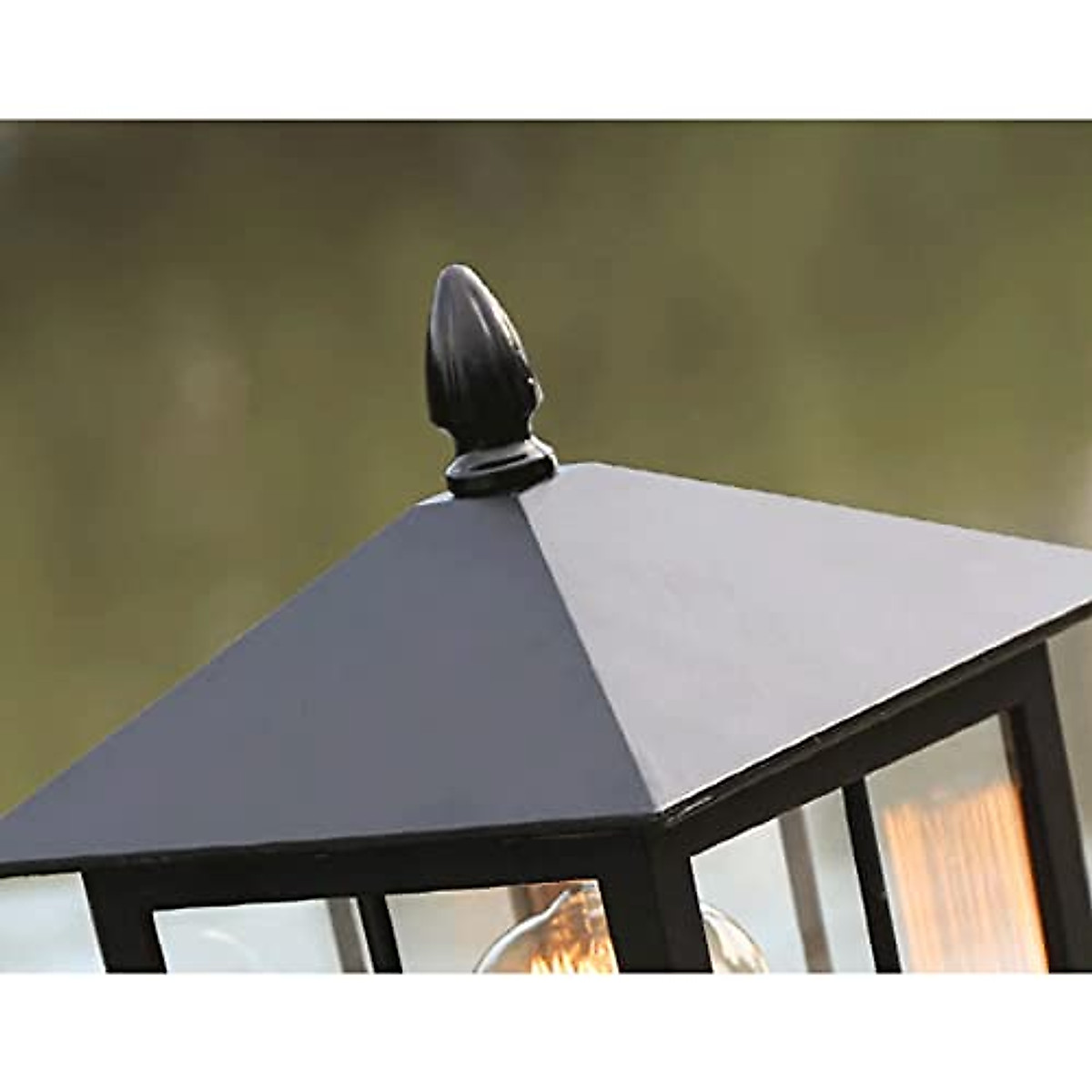 JSBDPHW European Style E27 Column Light Aluminum Pillar Lamp Outdoor Patio Fence Post Light Waterproof IP55 Glass Lampshade Villa Gate Base Landscape Light