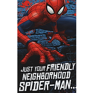 Happy Birthday Greeting Card Featuring Spider-Man: Just Your Friendly Neighborhood Spider-Man Wishing an Awesome Kid Like You A Birthday That's Totally Web-Tastic!
