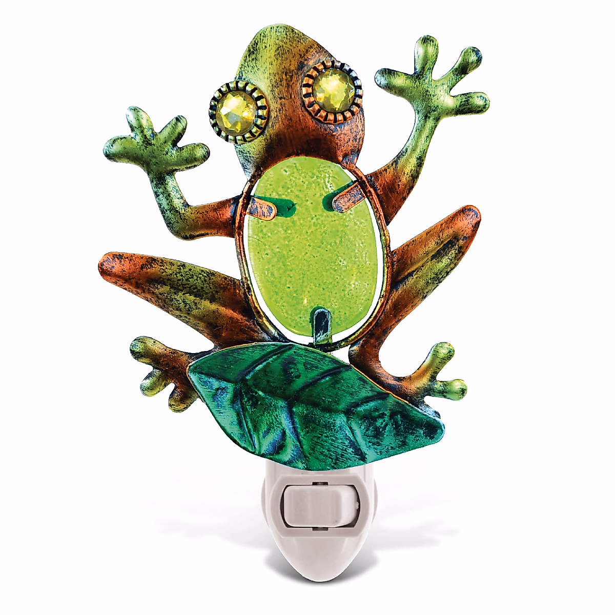 Puzzled Frog Night Light - 5.5 Inch Plug in Energy Efficient Decorative Socket Lamp, Manual On & Off Portable Lights for Stairway, Bedroom, Bathroom, Nursery, Home Accessory & Kitchen Decor