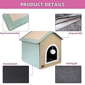 MARUNDA Heated Cat Houses for Outdoor Cats in Winter, Heated cat House for Indoor and Kitty Shelter for Your Pet to Stay Warm and Cozy,Easy to Assemble.(2 Step Finish)