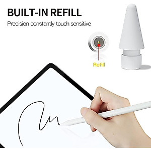 Replacement Tips Compatible with Apple Pencil 2 Gen iPad Pro Pencil - iPencil Nib for iPad Pencil 1 st/Pencil 2 Gen White 2 Pack