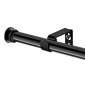 Standard Decorative Window Curtain Rods 30 to 45 Inch,5/8 Inch Diameter Small Curtain Rod Set, Heavy Duty Drapery Rods with Brackets-Black