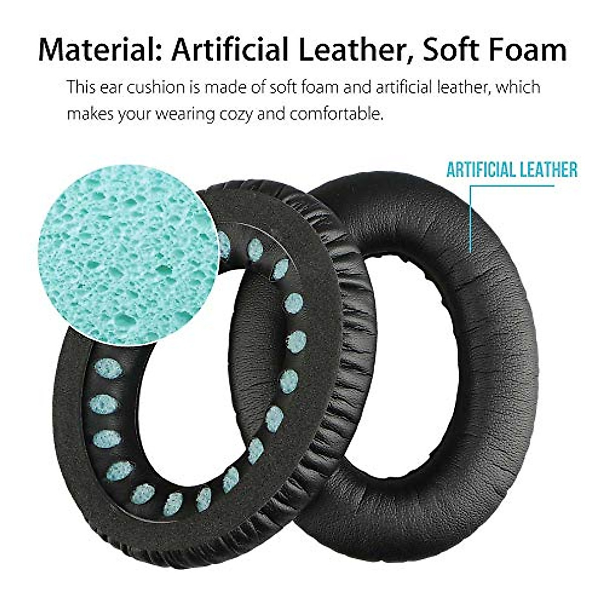 for Bose Ear Pads Replacement QC15,QC25, Ae2 Acoustic Noise Cancelling Headphone (for Bose Quietcomfort 25, Full Black)