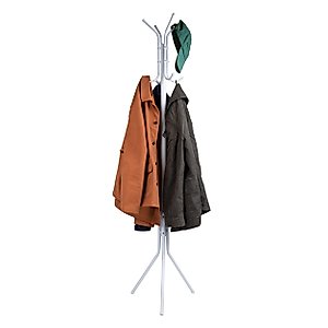 Mind Reader Coat Rack, Hall Tree, Freestanding, Coat Tree, Hat, Jacket, Purse, Metal, 14.75" L x 16.5" W x 69" H, White