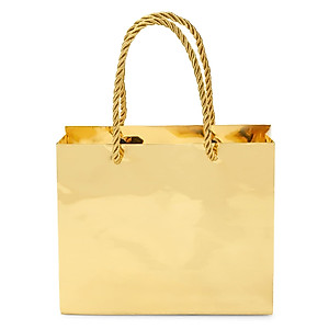 Sparkle and Bash 24 Pack Mini Metallic Rose Gold Gift Bags with Rope Handles, Reusable Paper Gift Bags (6 x 5 x 2.5 In)