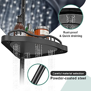 COCONUT Shower Caddy Tension Pole, 54-114 Inch Rustproof Corner Shower Caddy 4 Tier Adjustable Plastic Shelves for Bathtub Drill Free Shower Organizer Quick Installation Bathroom Storage Rack