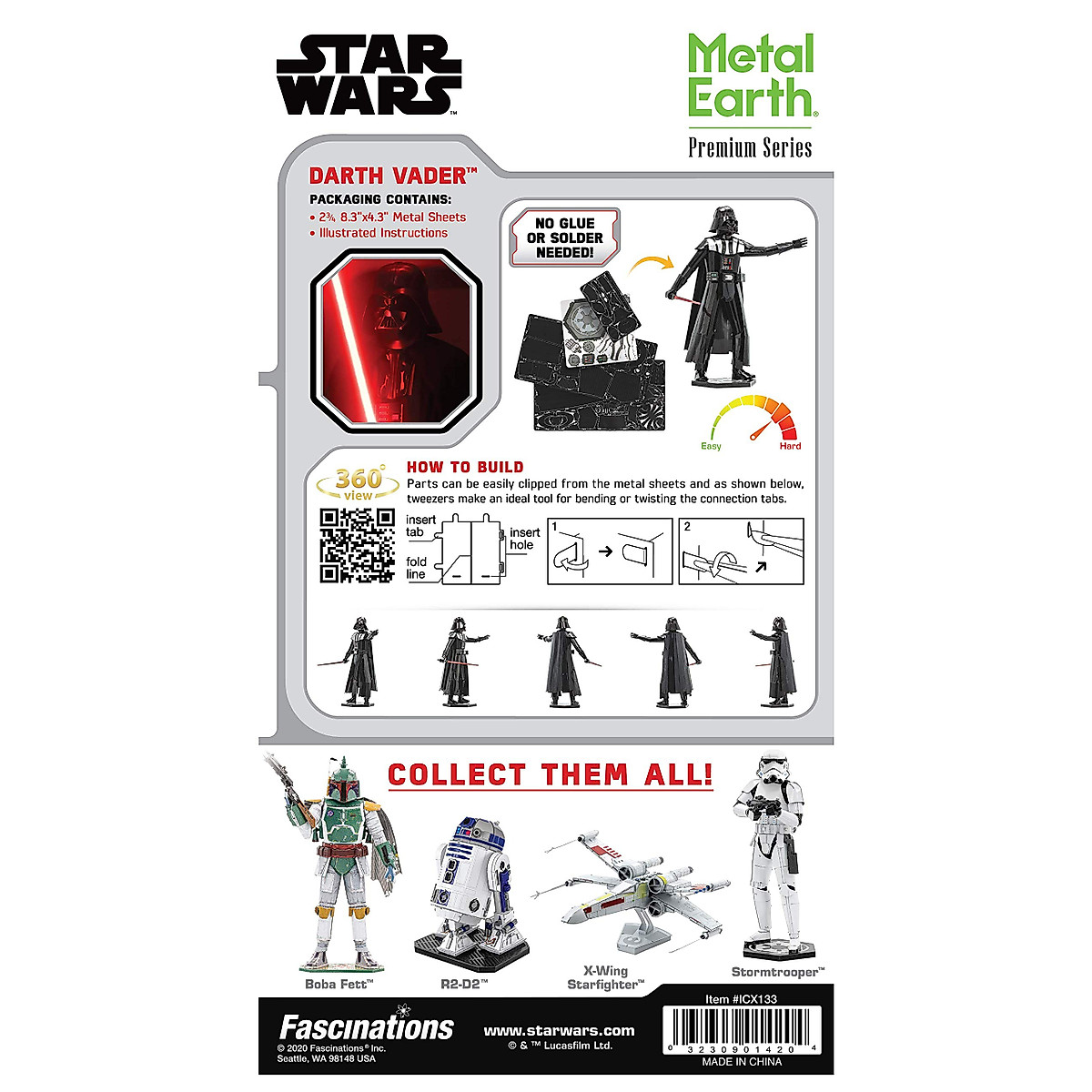 Metal Earth Premium Series Star Wars Darth Vader 3D Metal Model Kit Fascinations