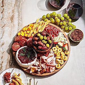 Cake Stand with Acrylic Dome Lid 2-in-1 Multifunctional Round Shatterproof Dessert Table Display Set with Acacia Wood Serving Platter, Veggie Tray, Fruit Bowl, Donut Stand, Nachos Plate by Homesphere