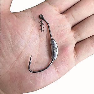 UperUper 25 Pack Weighted Swimbait Hooks, Jig Heads with Twist Lock, Soft Plastic Worm Fishing Hooks 1/0 2/0 3/0 4/0 5/0