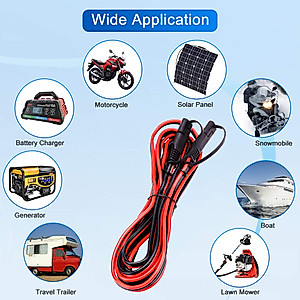 ELECTOP SAE to SAE Extension Cable 15Feet Quick Connect Disconnect SAE Power Connector Cable Wire Harness 14AWG with Dust Cap for Automotive RV Motorcycle Solar Panel SAE Plug Battery Charging Cable