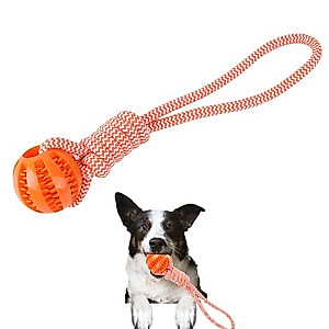 Generic Puppy Toys Interactive Dog and cat Toys Balls for Small Medium Dogs Chew Teething Teeth Cleaning Treat Dispensing (1pack) Durable Rubber Ball Dog Rope Toy for Tug of War Playing (Red)