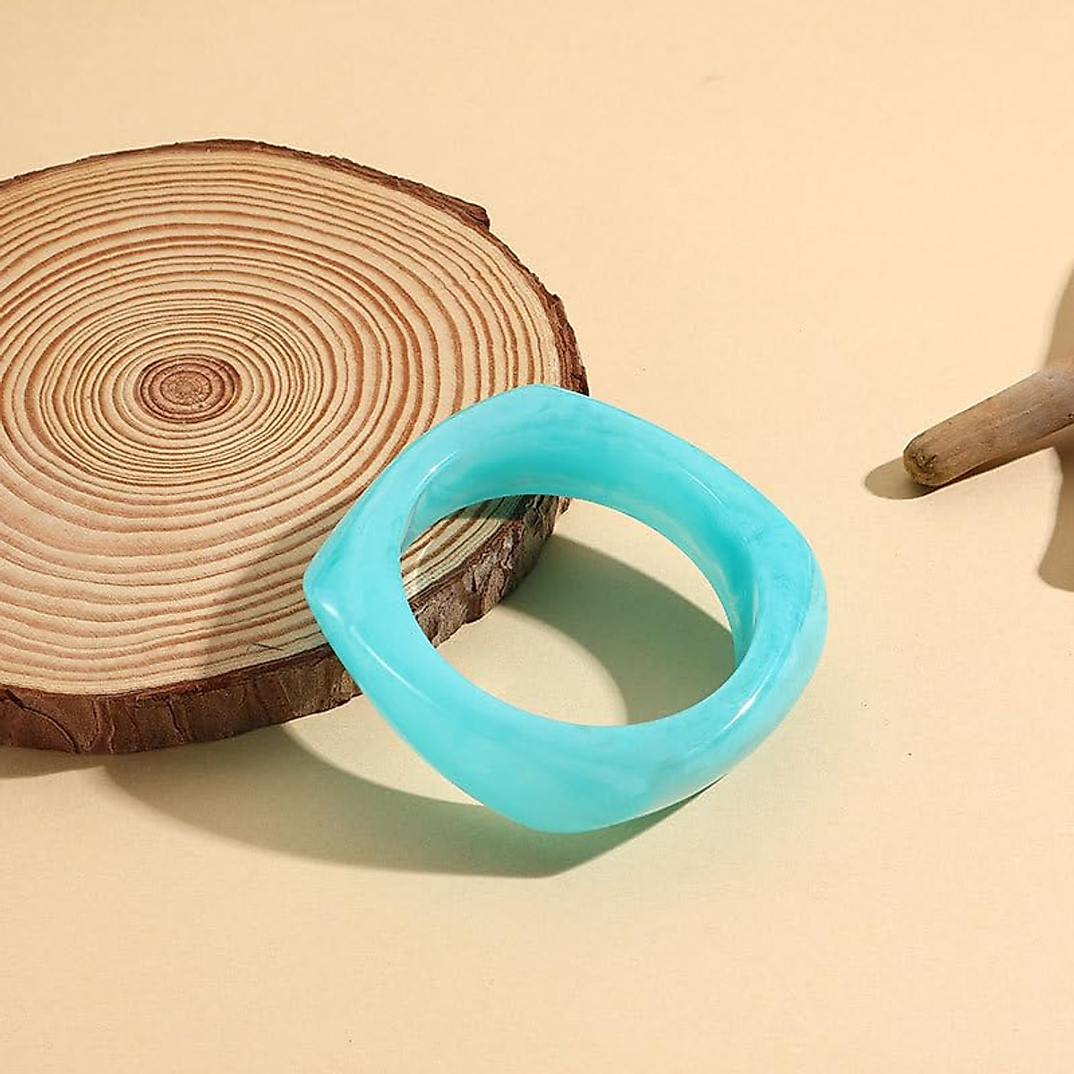 Pingyongchang Multiple Color Square Acrylic Resin Bangle Bracelet Resin Wide Irregular Geometric Plastic Wristbands Cuff Bangle Bracelet for Women Gifts Jewelry-C