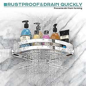 Misounda Shower Rack, Corner Shower Caddy with 4 Hooks - 2 Pack, No Drilling Wall Mounted Shower Caddy, Shower Organizer for Bathroom Storage - Small