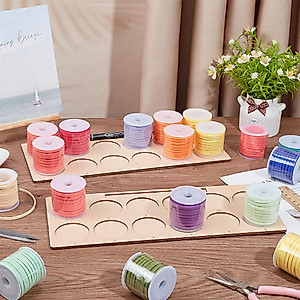 BENECREAT 2pcs Slots Wood Embroidery Thread Storage Trays 12 Positions Wooden Thread Spools Rack Thread Holder Organizer for Embroidery Quilting and Sewing Threads, 12.6x5"