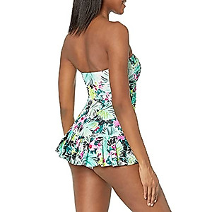Profile by Gottex Women's Standard Beautiful Day Bandeau Swimdress, Multi/Grn, 44