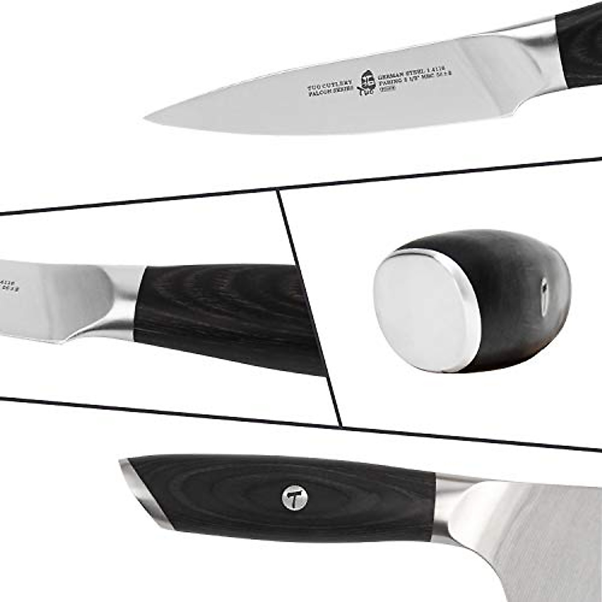 TUO Fruit Paring Knife, Peeling Knife 3.5 inch - German HC Steel - Full Tang Pakkawood Handle - Falcon Series with Gift Box