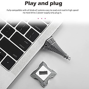 64GB Tower USB Flash Drive with Gift Box, Leizhan Tower Shape Metal Thumb Drive Memory Stick Creative Gift Pendrive Zip Drive, Silver