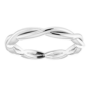 14k White Gold Woven Bridal Wedding Band Ring Fine Jewelry for Women Gifts for Her, Size 4.5