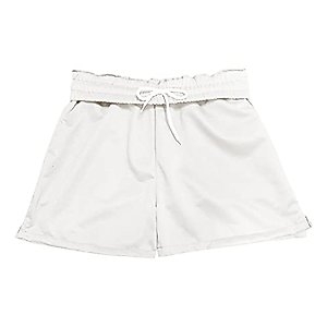 Women's Drawstring Shorts Elastic Waist Comfy Lounge Short Solid Color Pocket Running Workout Summer Casual Shorts (White,XX-Large)