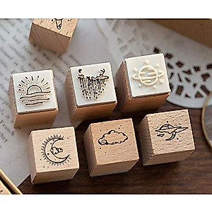 Cliocoo 16pcs Moon&Star Wood Rubber Stamp Set M-26 (1-Moon Star)