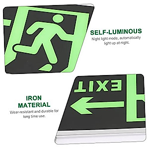 HOMSFOU 1pc Emergency Luminous Post Electricity Saver Indicator Wall Safety Exit Sign Evacuation Indicator Glowing Exit Sticker Self Adhesive Exit Sticker Emergency Exit Indicator