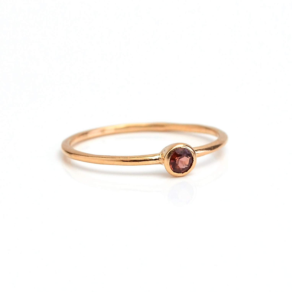 Tiny Gemstone Stacking Ring, Minimalist Dainty Thin Ring Band, Simple Stackable Birthstone Ring, January Birthstone Ring, Dainty January Birthstone Jewelry (Garnet)