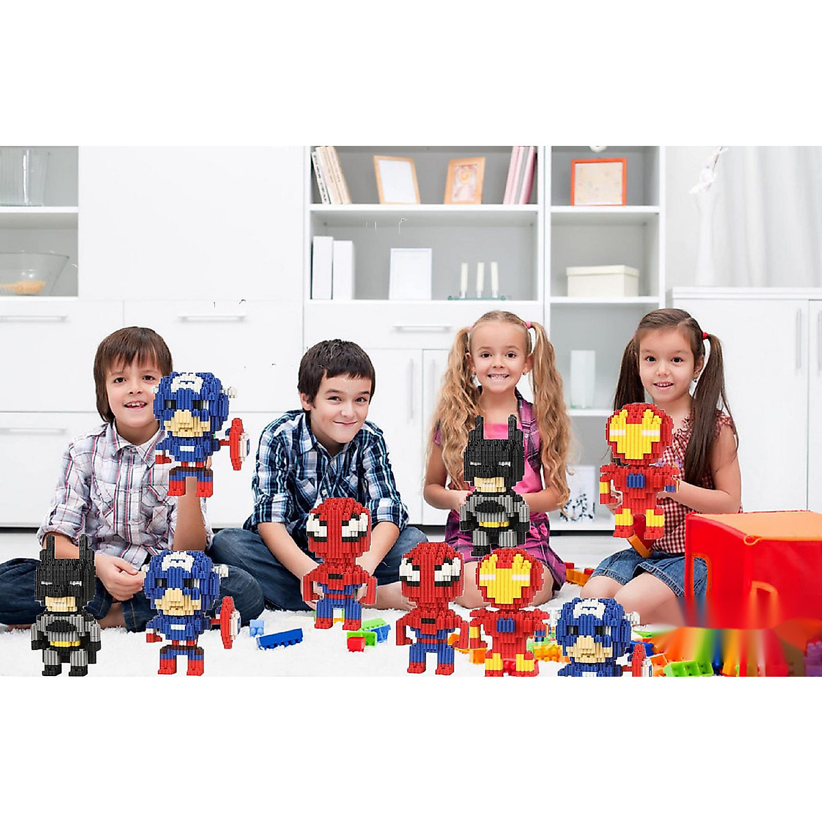 FAIRZOO Superheroes Smart Bricks 2 Boxes – Cap America and Bat Man – Two Gift Boxes in one Package – Totally 1260 Pieces Building Blocks, 3D Puzzle