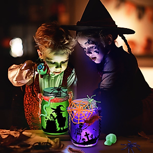 Halloween Crafts Activities For Kids Ages 4-12 ,3 pcs Glass Mason Jar for School Halloween Art Activities,Classroom Prizes,Halloween Craft Supplies,DIY Lantern Jar for Gifts Halloween Party Favors