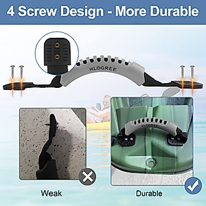 HLOGREE Kayak Carry Handle, 4 Pcs Kayak Accessory Canoe Boat Side Mount Carry Handle Rubber Handles Replacement Hardware Kit for Ocean, Lifetime, Pescador, Emotion Kayaks Suitcase Luggage Gray