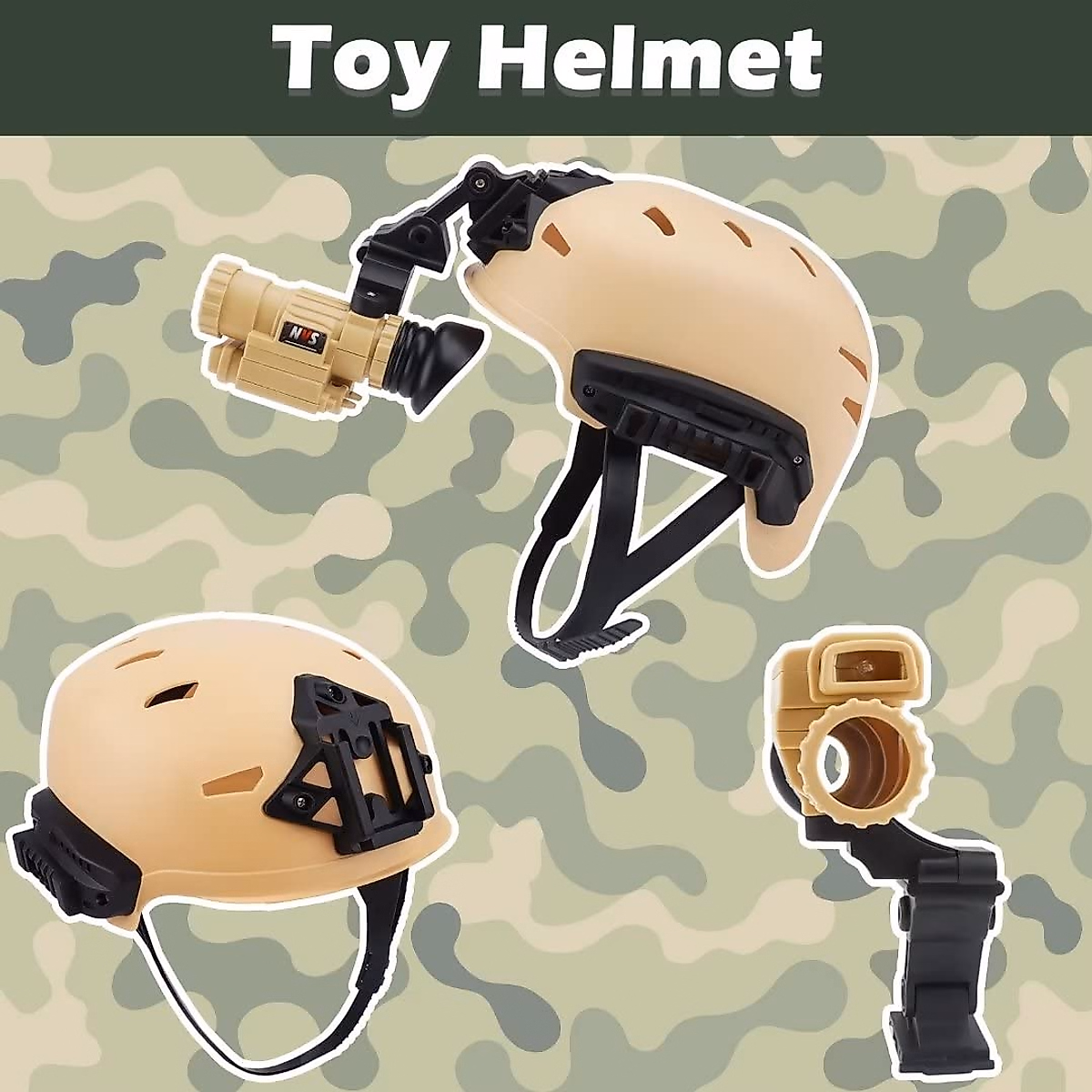 deAO Army Costume for Boys, Military Soldier Gear Accessories with Uniform Helmet and Storage Backpack Halloween Army Combat Costume Police Set Dress Up Toys for Kids Girls