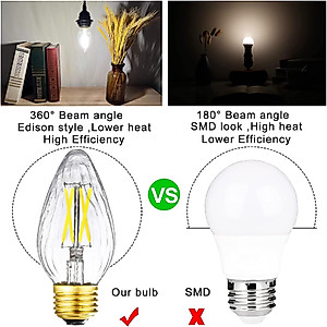 LEOOLS E26 Edison Bulb 6W Equivalent E26 LED Bulb 60 Watt Dimmable 4000K E26 Light Bulb AC120V Neutral White 600lm Flame Wrinkle Glass LED Bulb for Pendant,Porch,Ceiling Fan and Lantern Lamp,Pack of 6