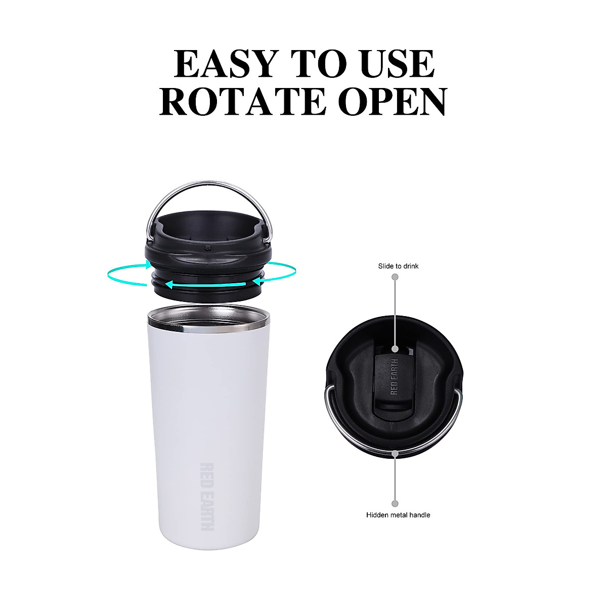 GiNT 17oz Travel Tea Mug with Infuser and Two Lids. Vacuum Insulated 316 Stainless Steel Travel Coffee Mug. Dishwasher Safe Tea Cup with Tea Strainer for Hot and Cold Brew Coffee or Tea(White)