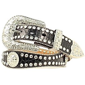Blazin Roxx Women's Scalloped Croc Print Leather Belt Black Medium