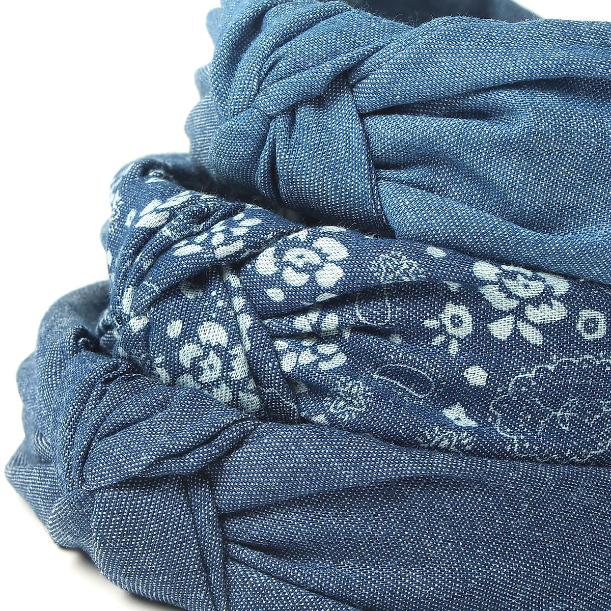 Cuizhiyu 3Pack Denim Knot Headband Knotted Wide Headband for Women,Blue Knot Headbands Non slip Hairbands Girls Fabric Headband Hair Accessories