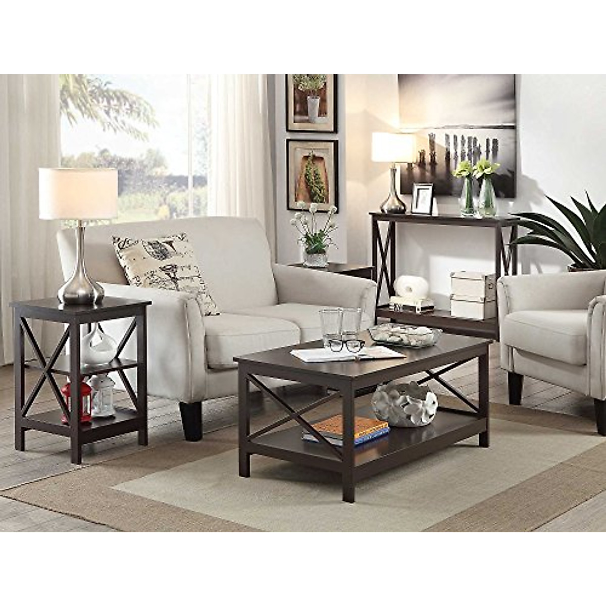 Convenience Concepts Oxford End Table with Shelves, Espresso