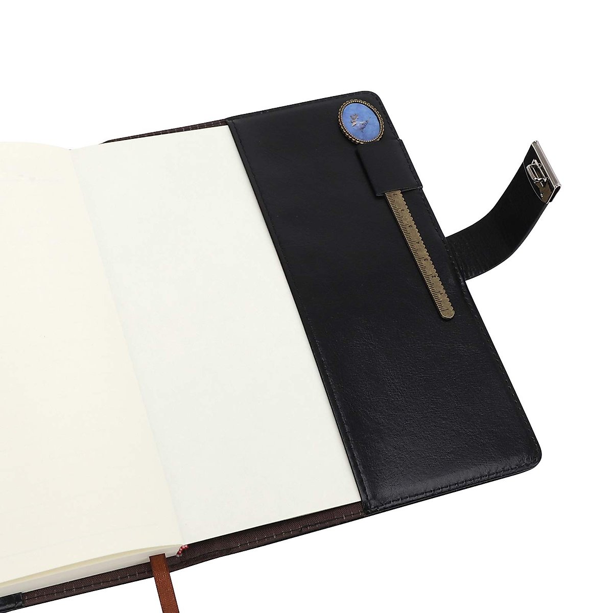 IPENNY A5 Vintage Leather Journal with Combination Lock Digital Password Journal with Bookmark Pen Loop Retro Privacy Notebook Writing Travel Diary Locking Journal, 100 Sheets (#2,Black)