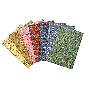 Qililandiy 7pcs Fat Quarter Flower Fabric Bundles Quilting Cotton Craft Fabric Pre-Cut Squares Sheets for Patchwork Sewing Quilting and Crafting