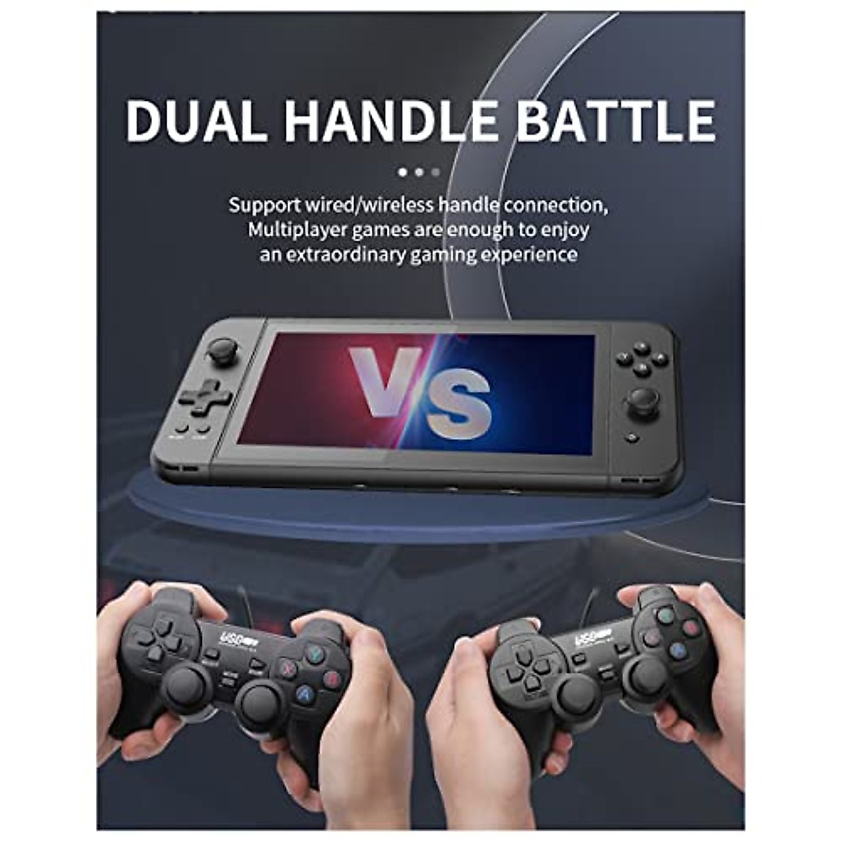 JoySeed X70 Handheld Arcade Game Console with 1 Pair 2.4G Wireless Gamepad, Open Source Gaming Console with 3000 Games, 32G 7-inch IPS Retro Portable Gameplayer - Black