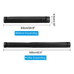 PATIKIL Extendable Poster Tubes with Strap, 2pcs Expand from 24.8" to 42.5" Art Document Storage Carry Tubes for Blueprints Drawings Artworks, Black Red