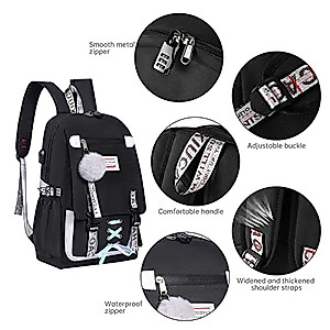 HANXIUCAO Girls Backpack Teen Rucksack Large Capacity Female College Student Locked Schoolbag Anti-Theft Backpack with USB Charging Port (pink)