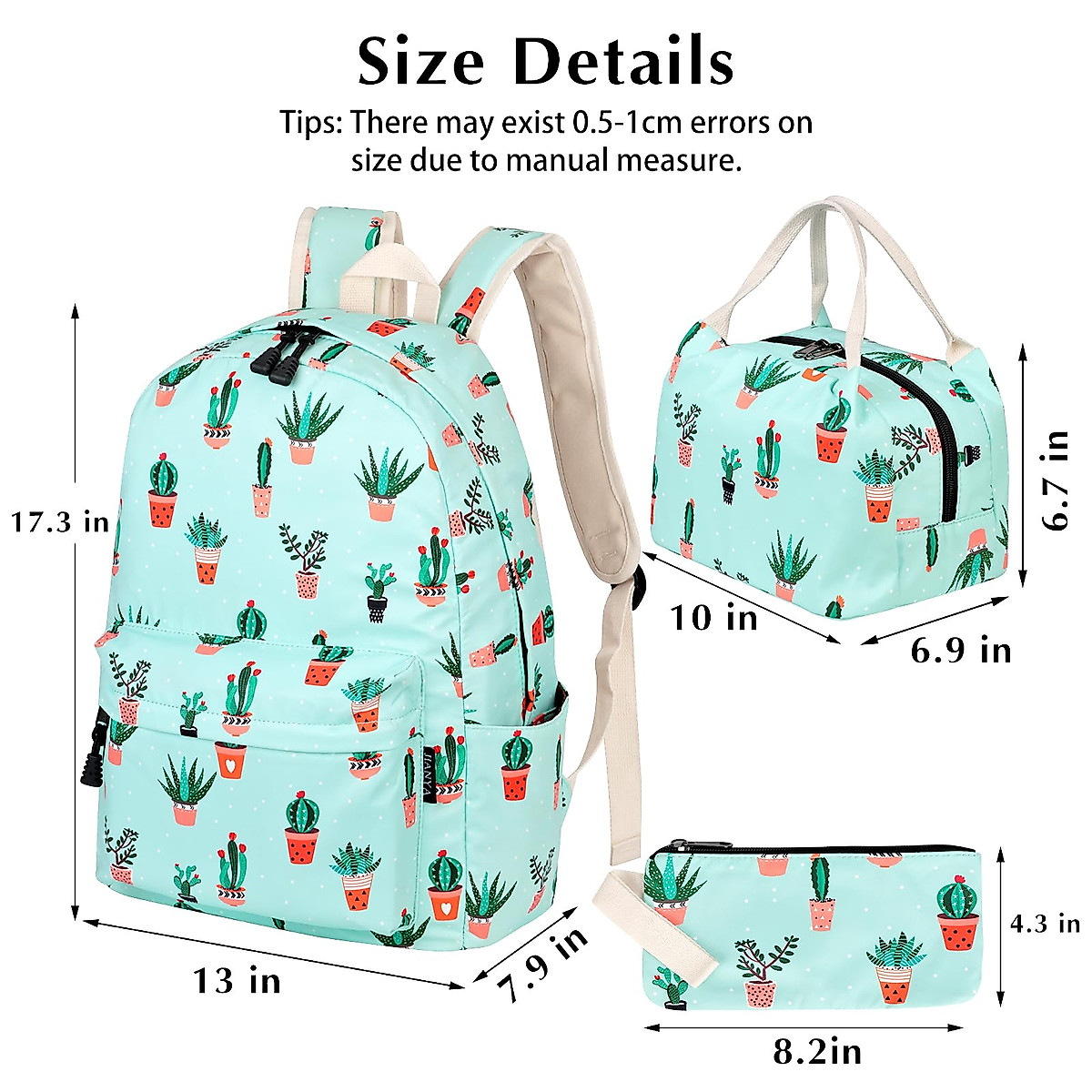 DUAGLAGT Girls Backpack for Kids Schoolbags - Cute Unicorn Backpack for Women Lightweight Daypack Teens Girls Bookbag Set with Lunch Box & Pencil Case (Black)