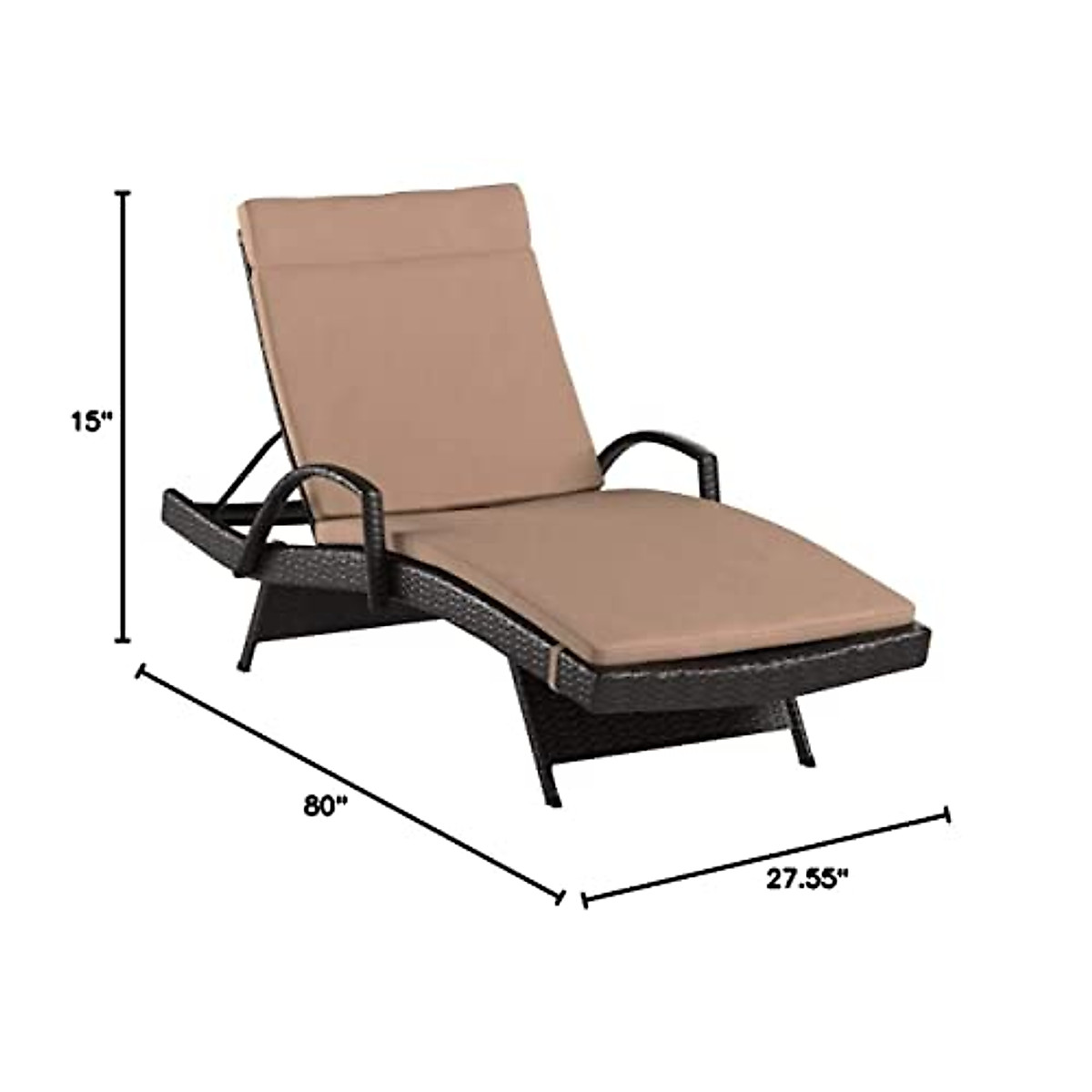 Christopher Knight Home Salem Outdoor Wicker Adjustable Chaise Lounges with Arms, with Cushions, 2-Pcs Set, Multibrown / Carmel